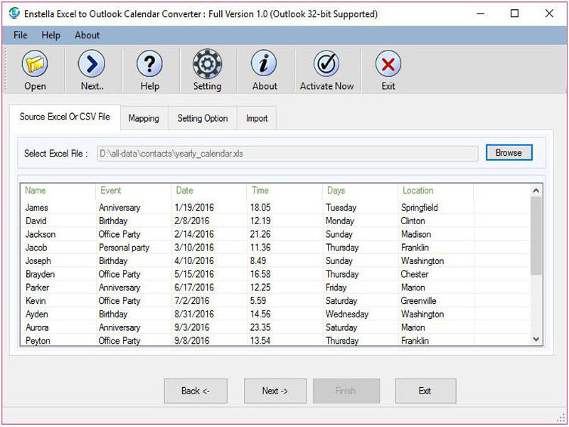 Excel To Outlook Calendar Converter 1 0 Excel To Outlook Calendar 