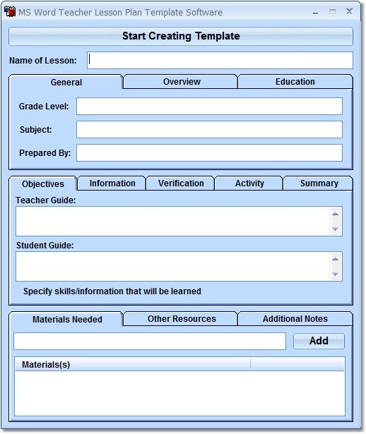 MS Word Teacher Lesson Plan Template Software 7 0 Create Lesson Plan 