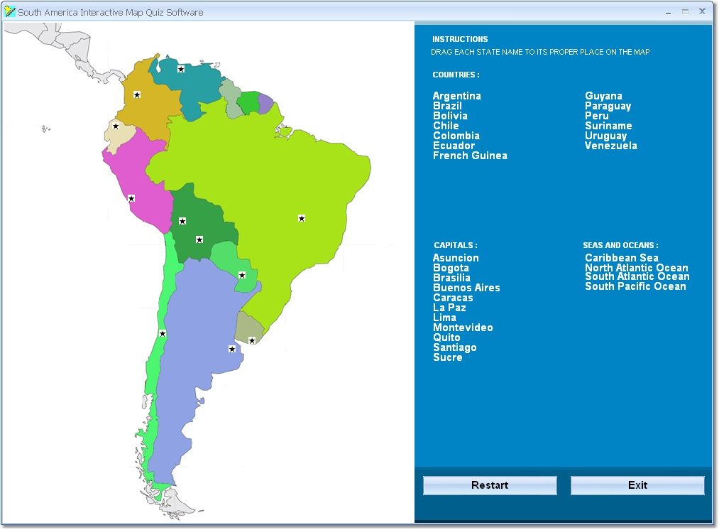 South America Interactive Map Quiz Software 7.0 - Drag and drop the ... South America Interactive Map Quiz Software 7.0 - Drag and drop the ...